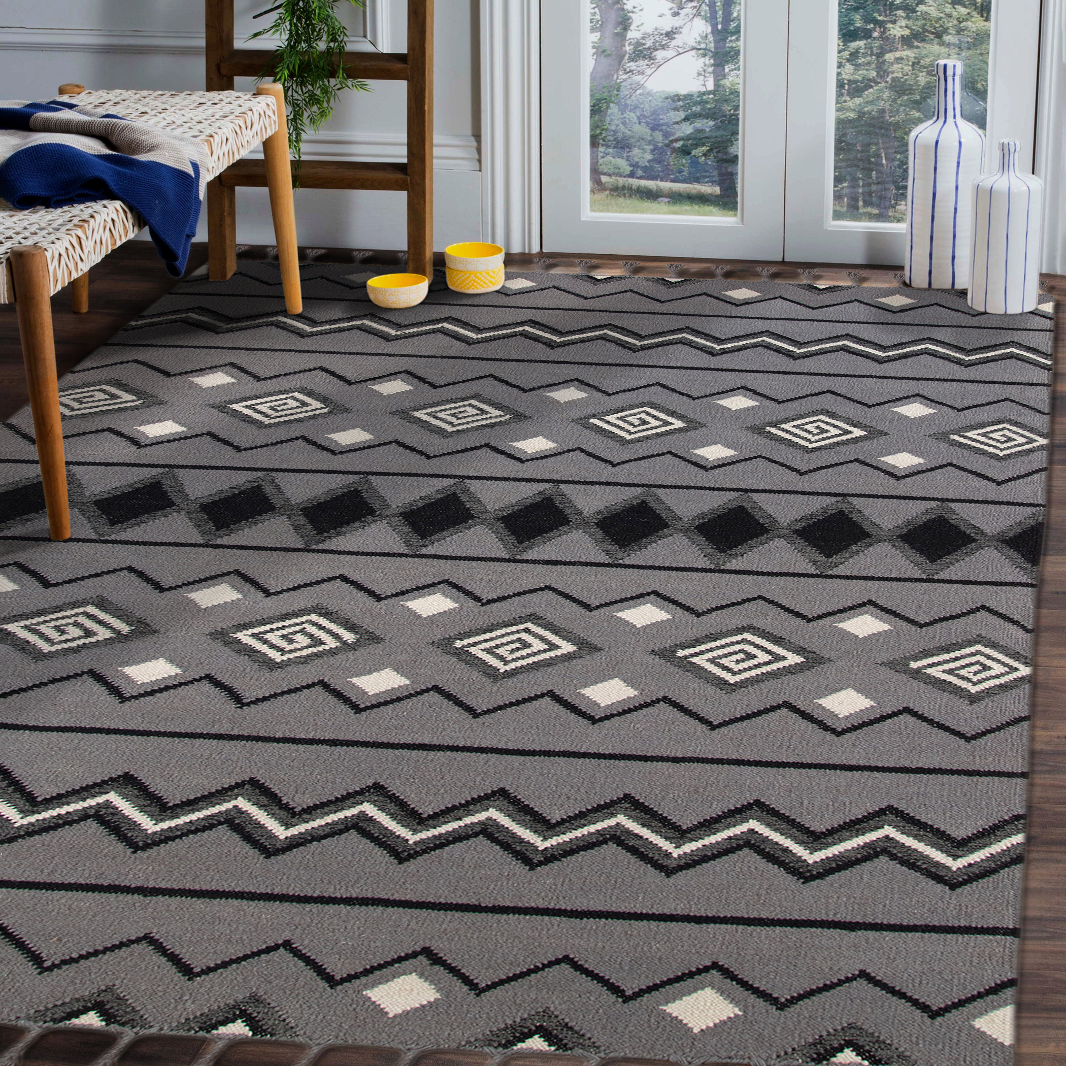 Union Rustic Oneil Moroccan Handmade Wool Gray Area Rug | Wayfair