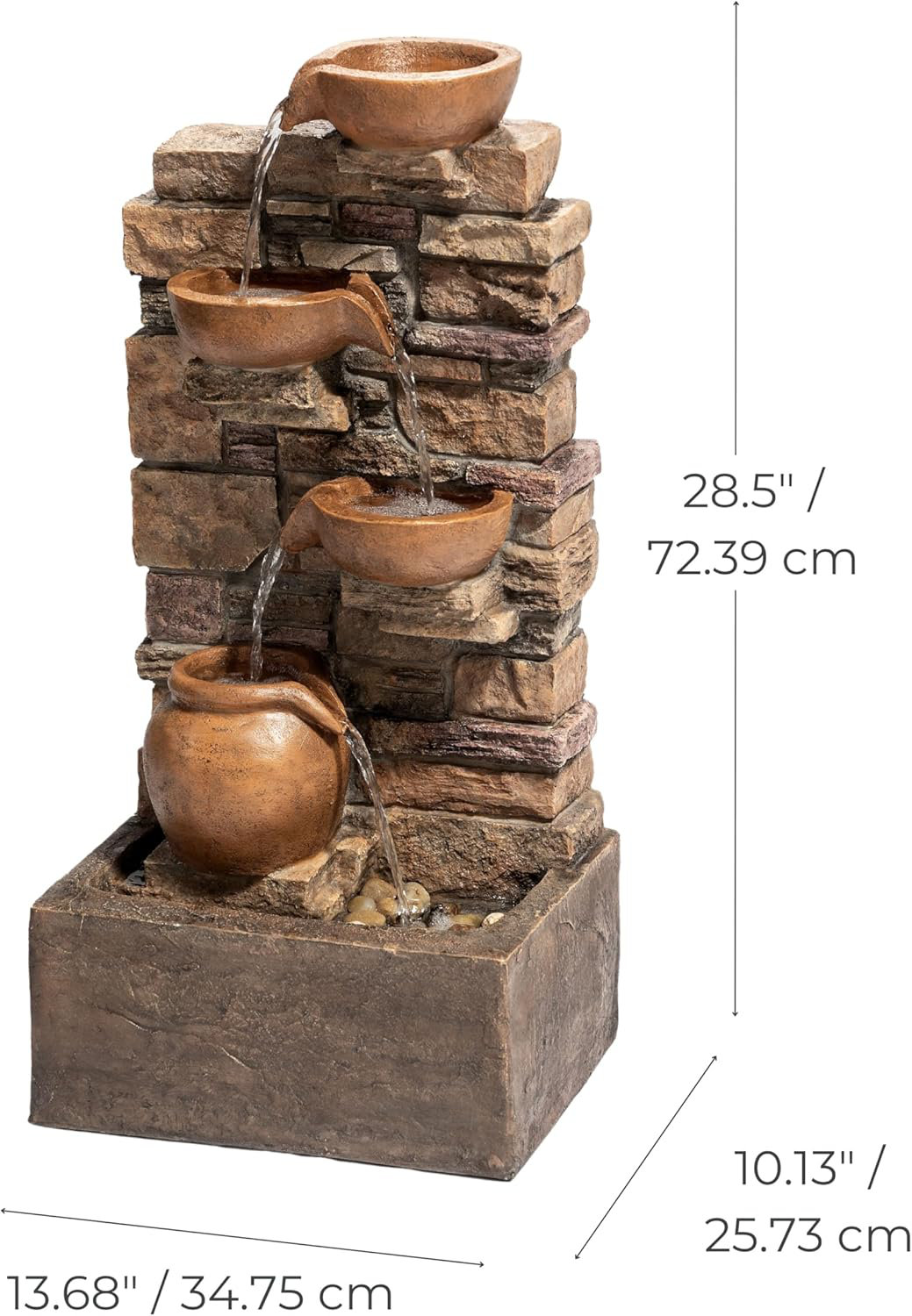 Foundry Select Teamson Home 28.5" Outdoor 4-Tier Stacked Stone ...