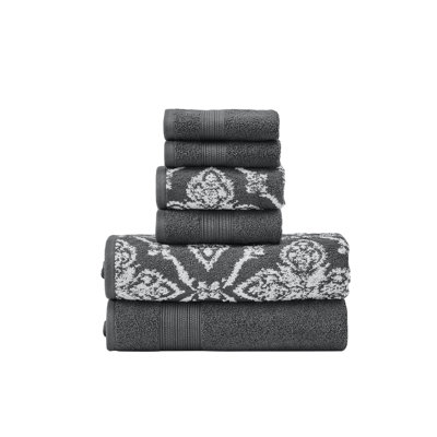 dark grey patterned towels