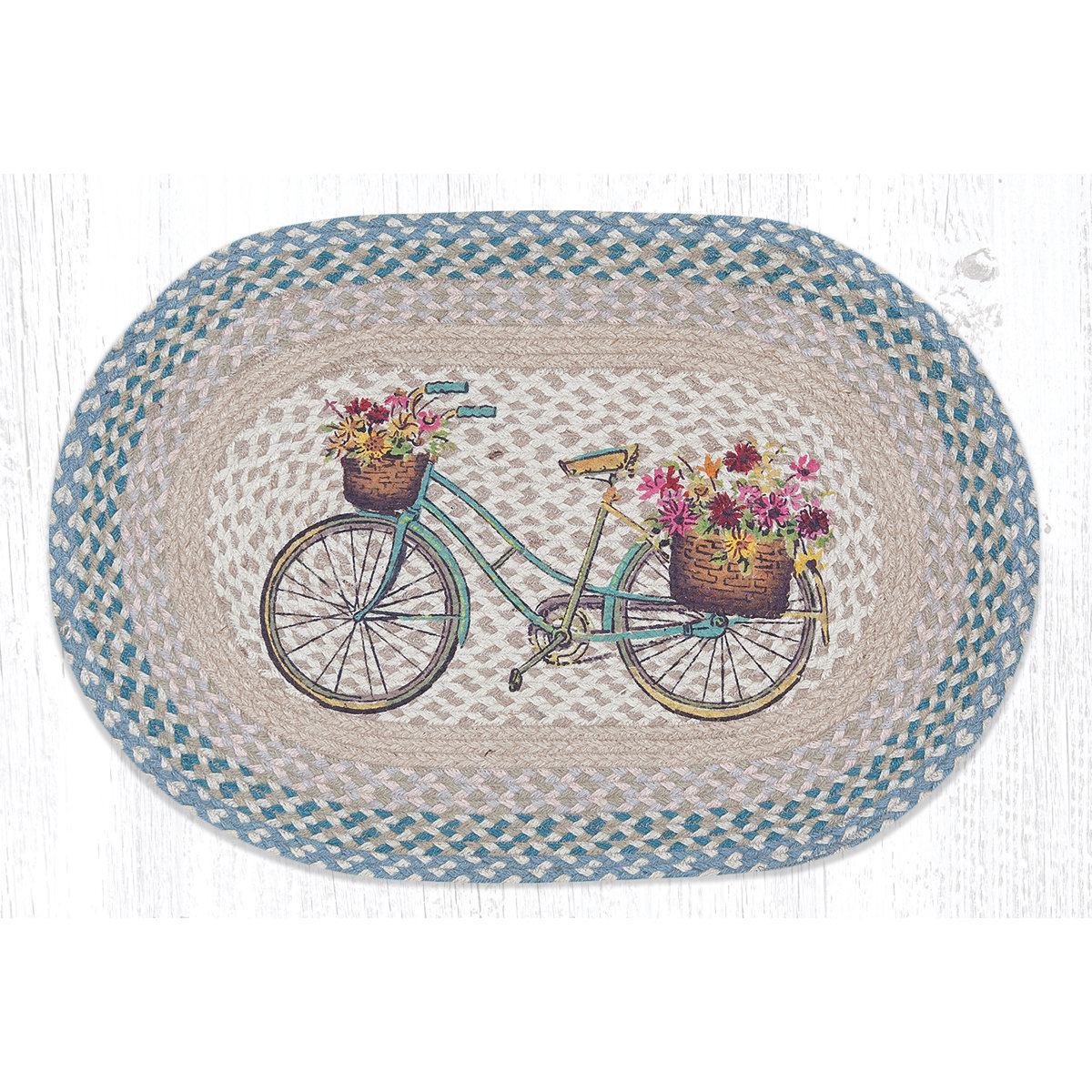 August Grove® Moroney My Bicycle Oval Gray/Blue Area Rug & Reviews ...