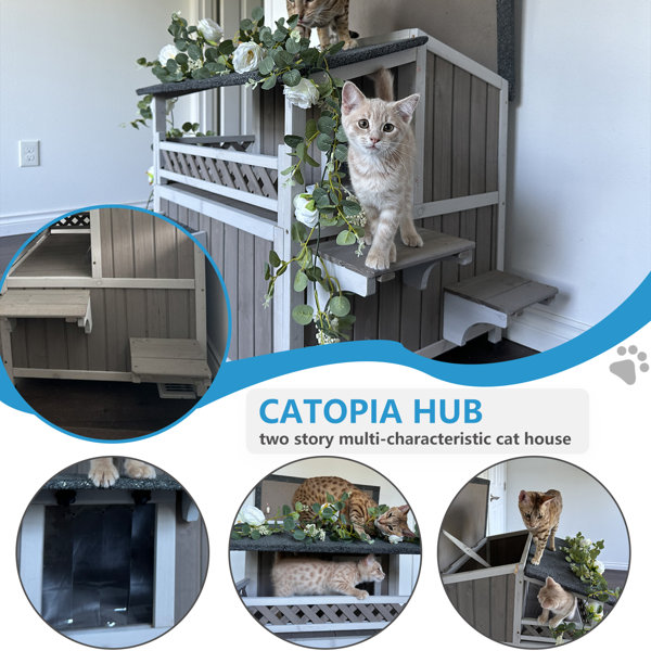 Tucker Murphy Pet™ Two-story Cat House With Balcony & Reviews | Wayfair