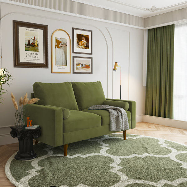 Everly Quinn Linnea 58" Velvet Square Arm Sofa Loveseat | Wayfair