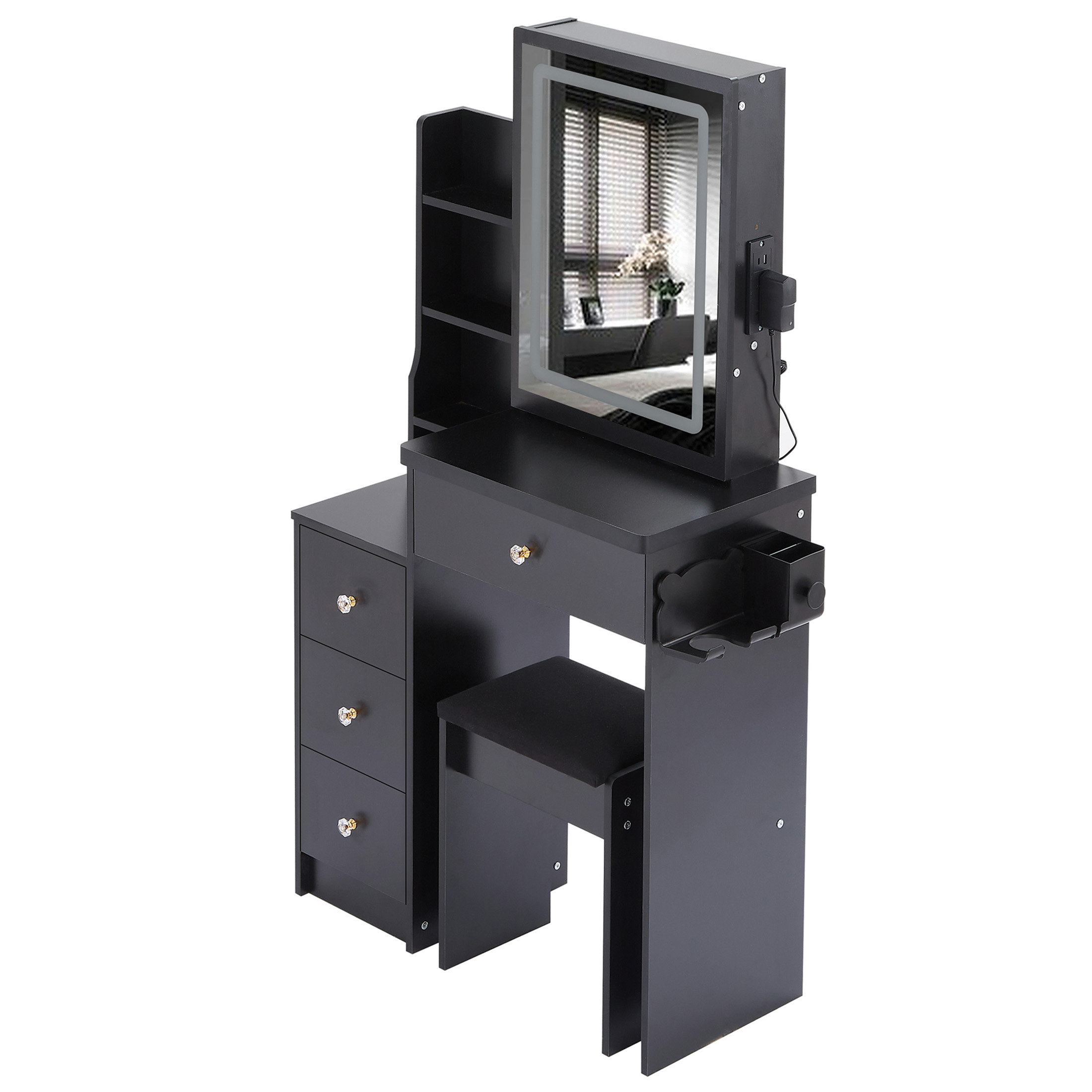 Latitude Run® 29.2" Small Size Left Bedside Cabinet Vanity Table ...