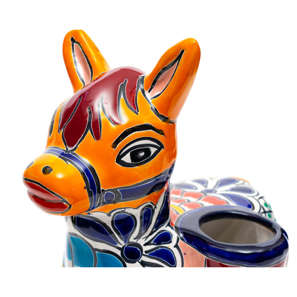 Bungalow Rose Yetah Mexican Talavera Hand-Painted Donkey Pot For ...