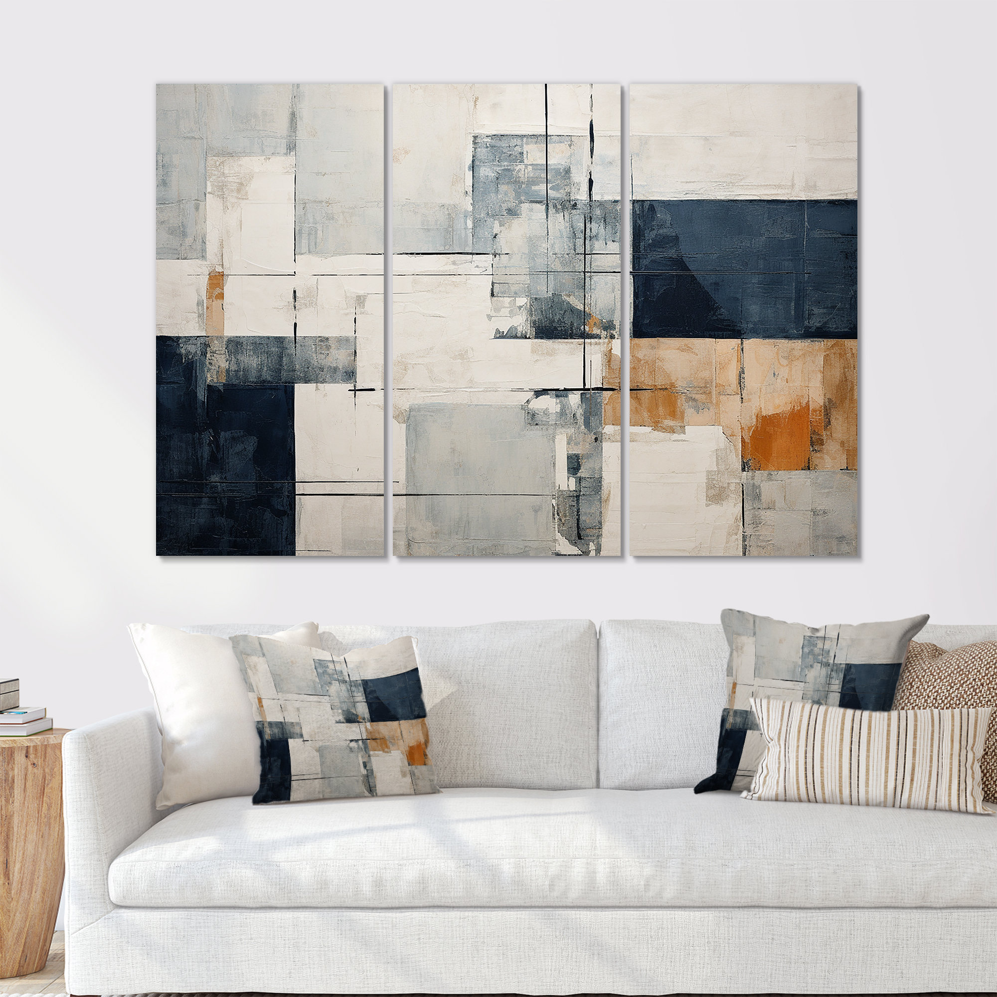 Ivy Bronx Abstract Blue Beige Road Collage I - Abstract Collages Wall ...