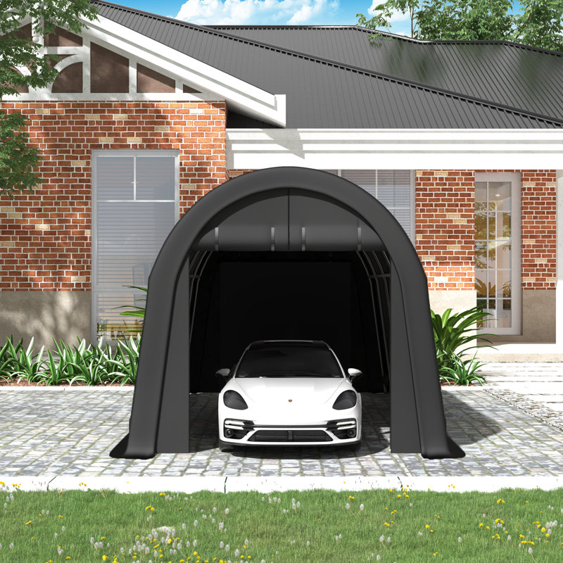 Erommy 10 Ft. W x 20 Ft. D Galvanized Steel Portable Garage, Anti-Snow ...