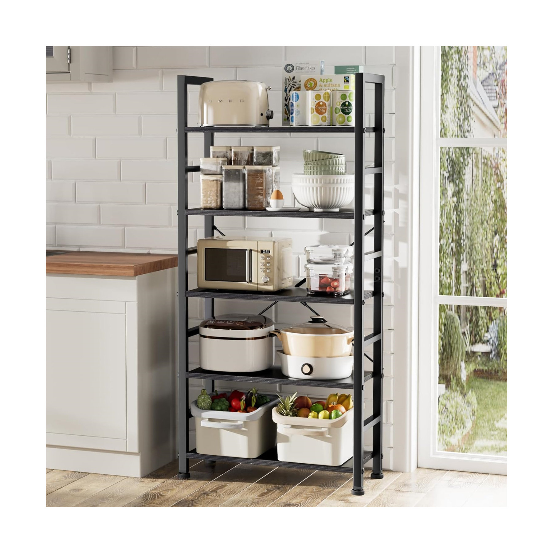 George Oliver 5-Tier Tall Modern Bookshelves - Industrial Corner ...