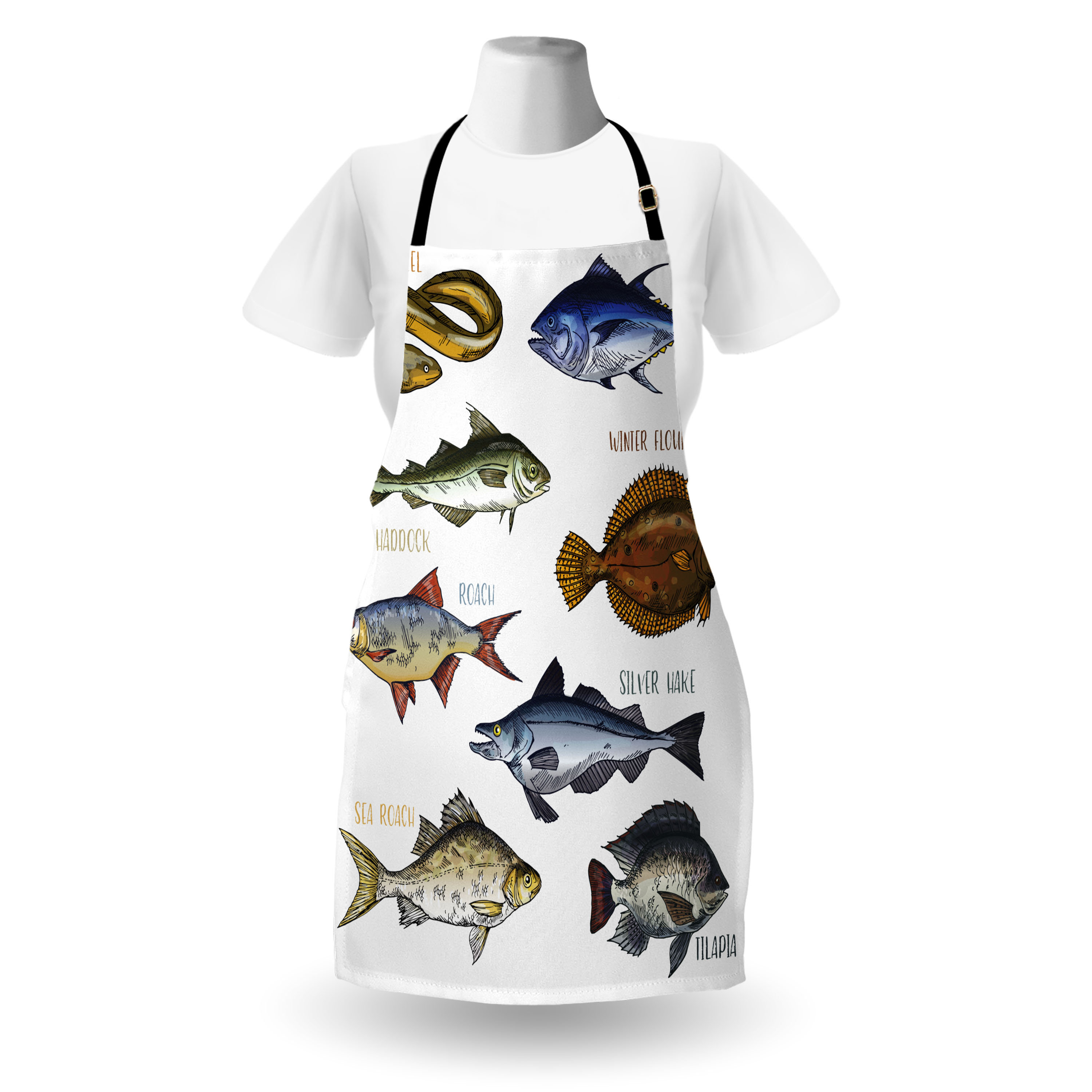 East Urban Home Fishing Theme Apron, Cooking Gardening, Adult Size ...
