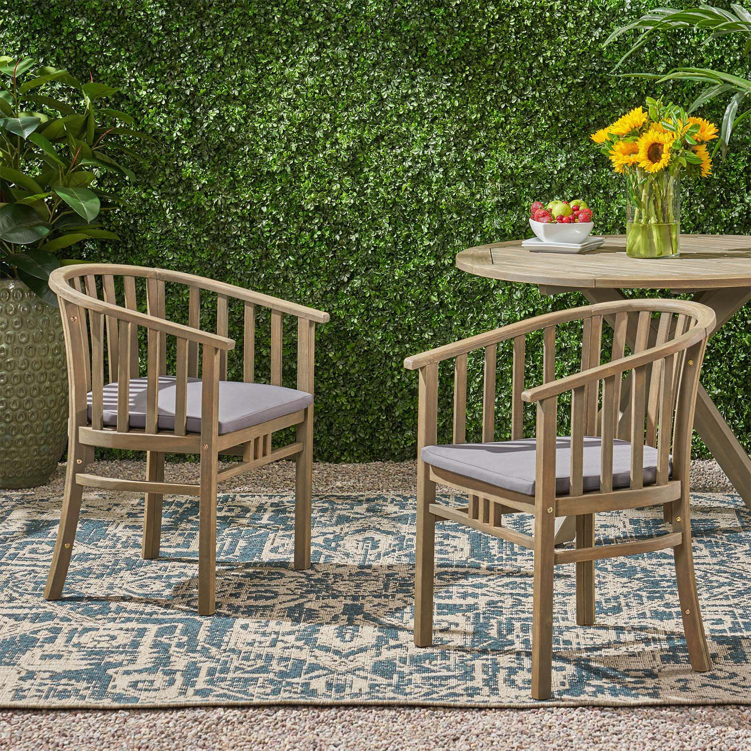 Dakota Fields Exquisite Outdoor Wooden Dining Chairs Set for ...
