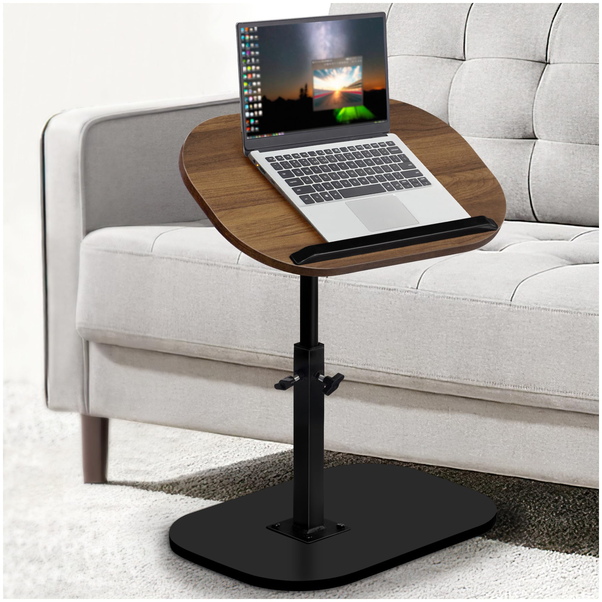17 Stories C Shaped End Table Adjustable Height, 360°Swivel & Flip Top ...