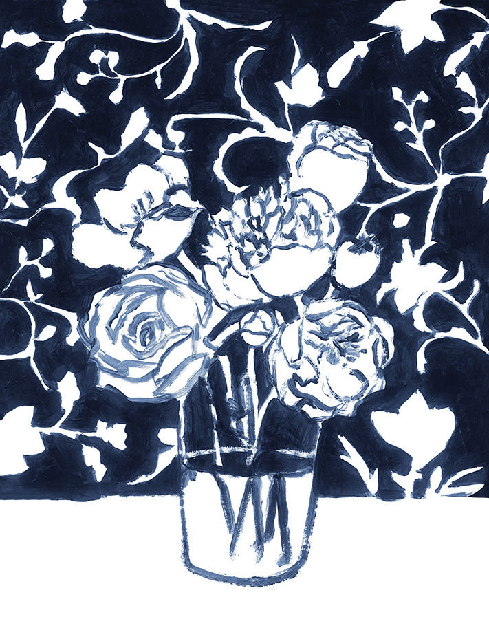 Chelsea Art Studio Jacob Lincoln Still Life In Navy Framed On Canvas by ...