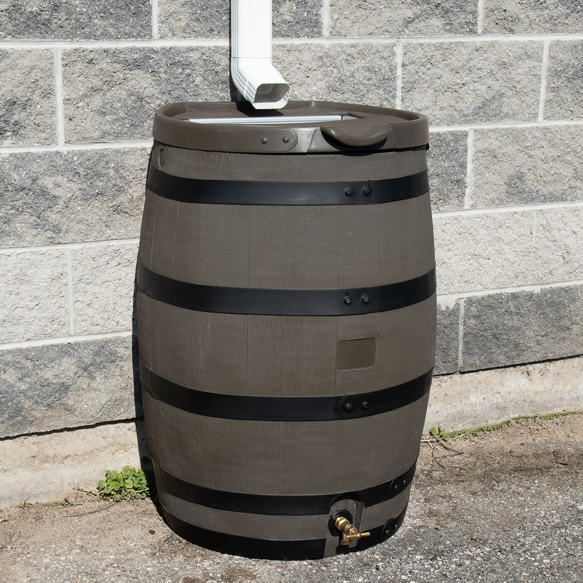 RTS Companies 55 Gallon Premium Eco Flat Back Rain Barrel with ...