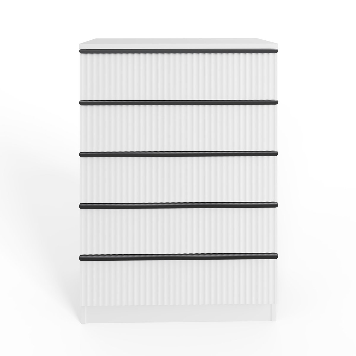 17 Stories Shanquil Ripple Ridged 5 Drawer Chest Of Drawers Matt White ...