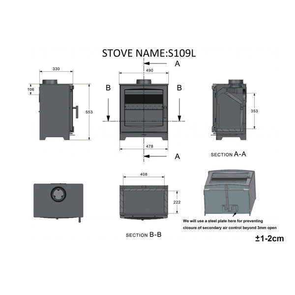 Ophelia & Co. Modern Wood-Burning Stove 8KW Defra Eco Design Stoves ...