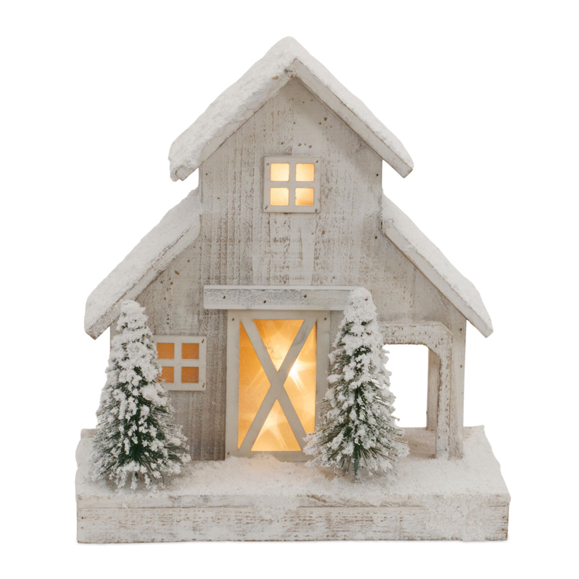 The Holiday Aisle® LED Flocked Winter Barn Display | Wayfair