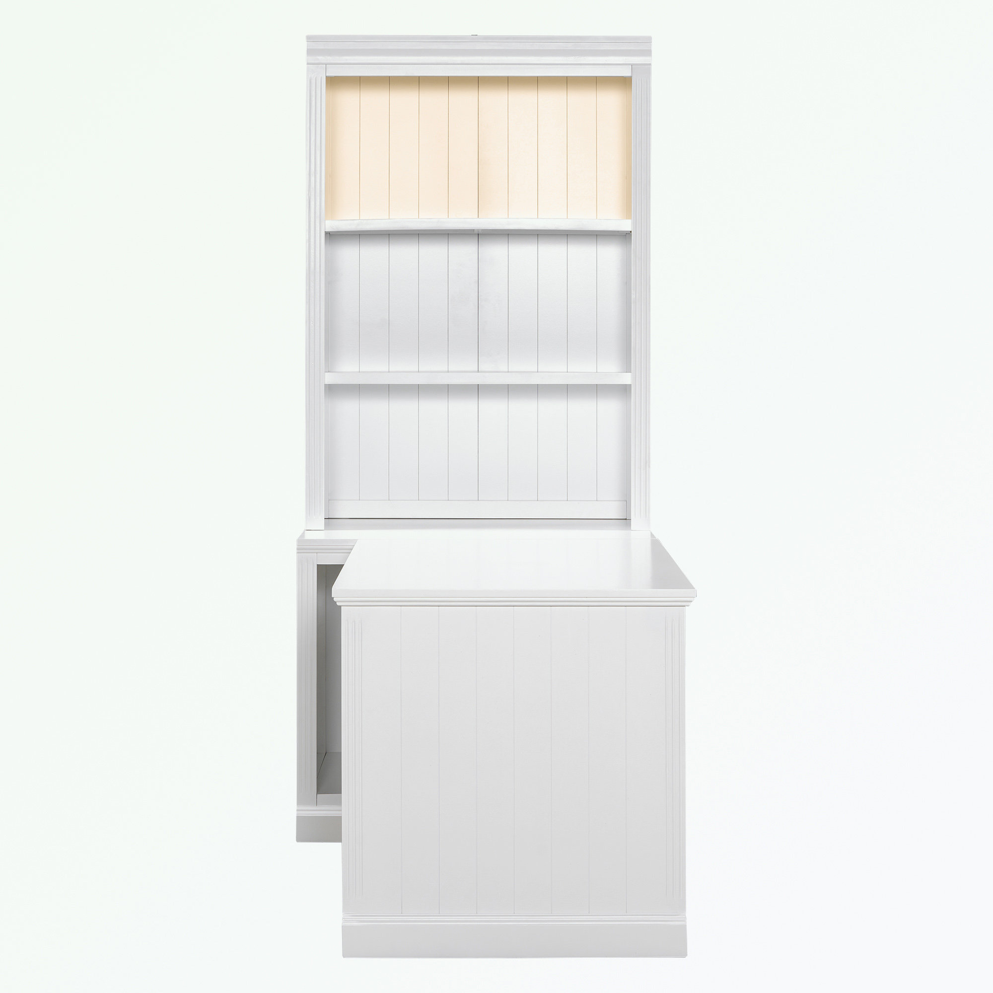 Corrigan Studio® Bookcase with Study Desk, Open Shelves and LED ...