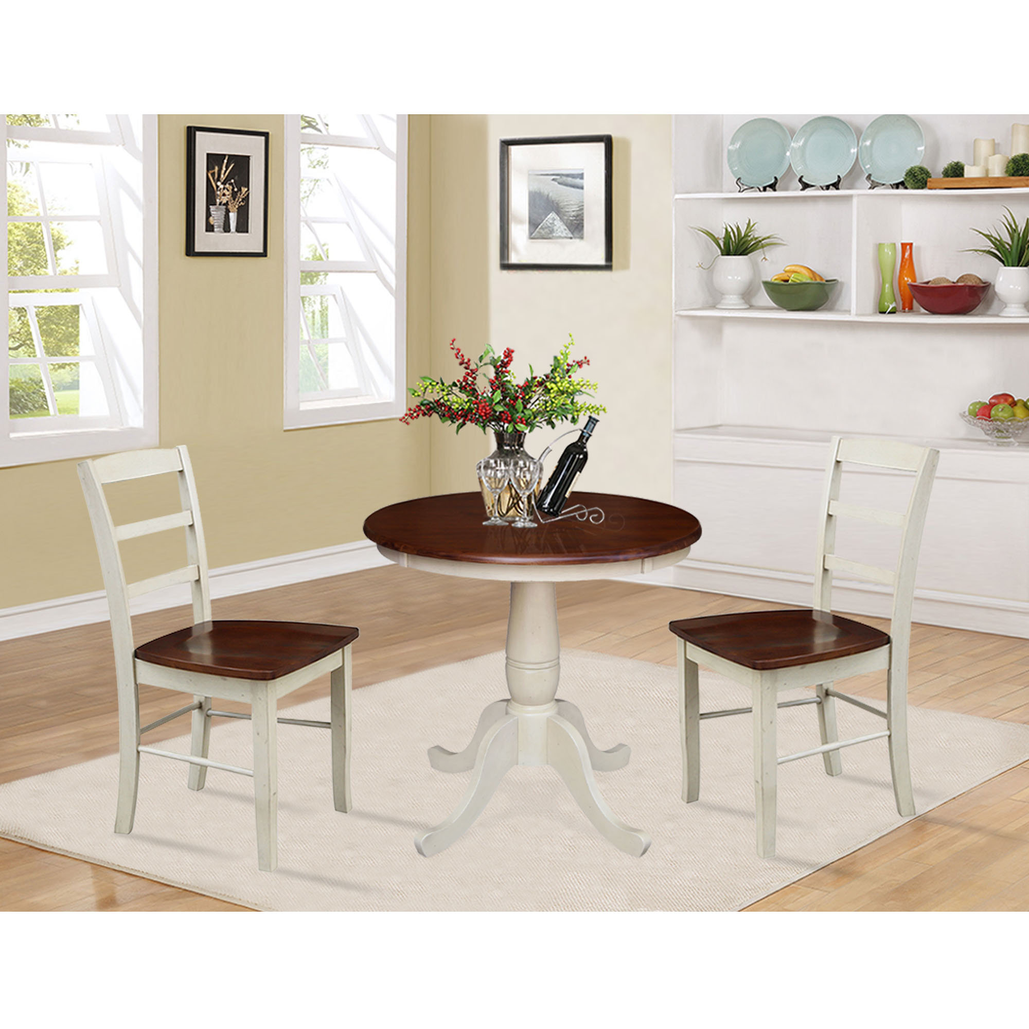 Rosalind Wheeler Sybil 3 Piece Solid Wood Dining Set | Wayfair