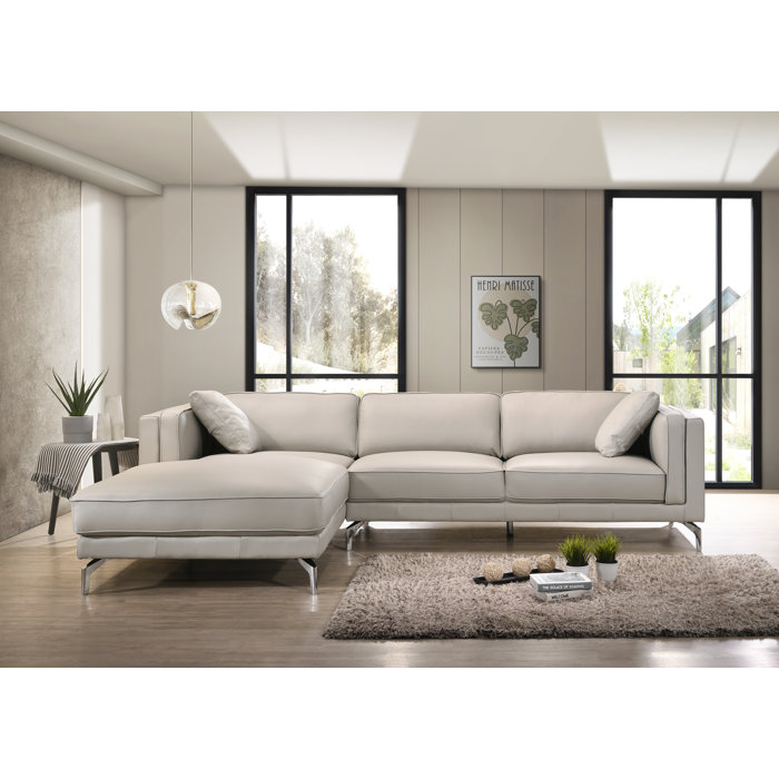 Orren Ellis 2 - Piece Leather Sectional & Reviews | Wayfair