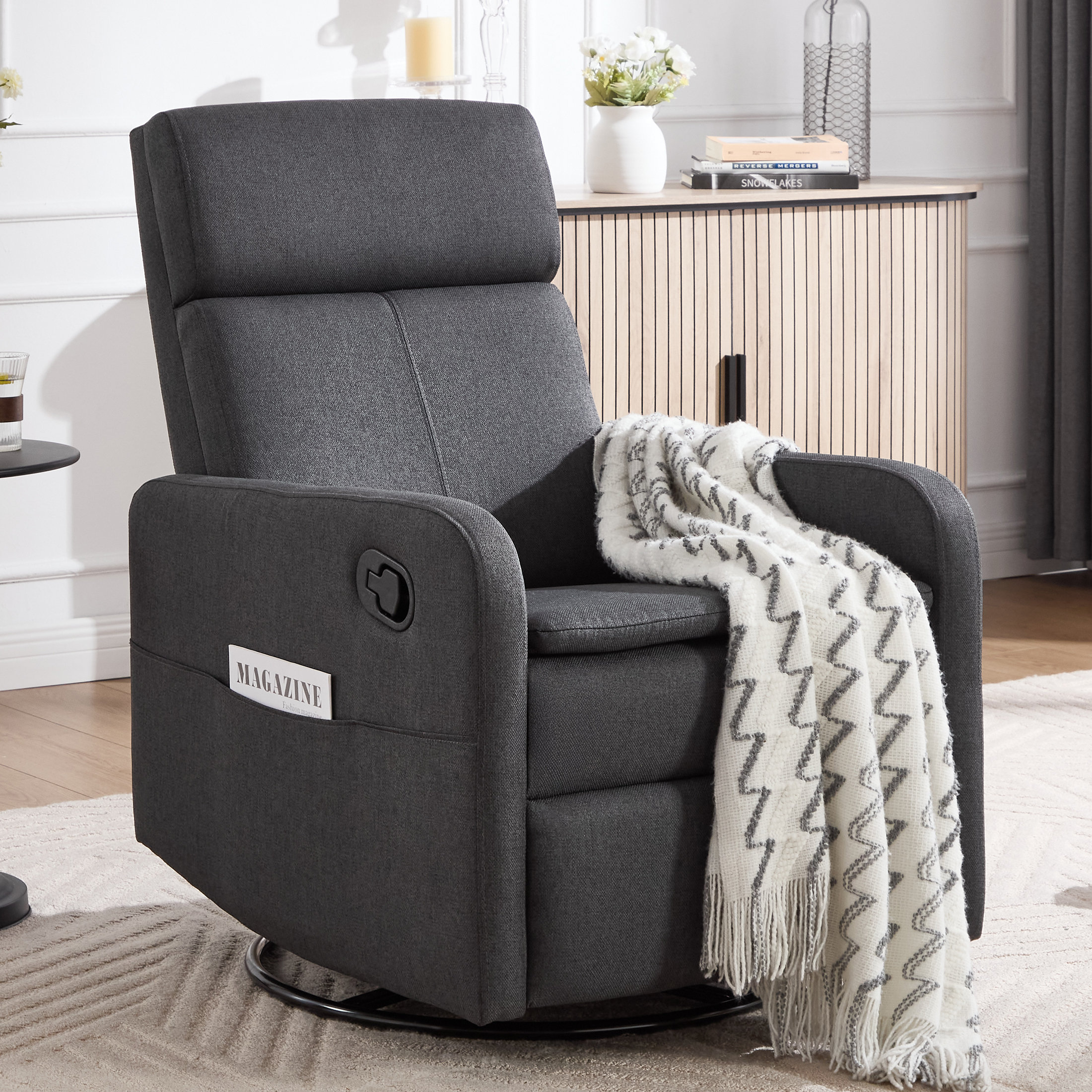 Ebern Designs Marcisha Swivel Rocking Recliner Chair, Rocker Nursery ...