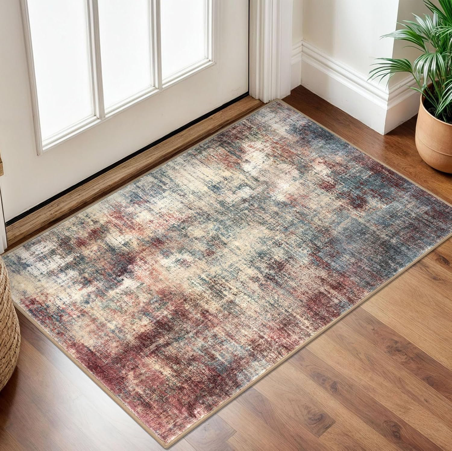 Bungalow Rose Washable Rug, Modern Abstract Area Rugs, Non Slip Area ...