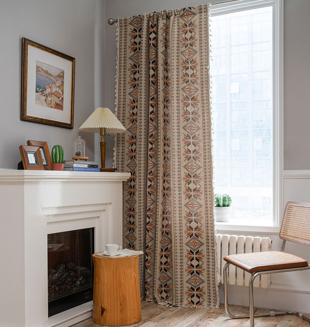 Bungalow Rose Jodiann Curtains Coffee Brown Geometric Patterned Drapes ...