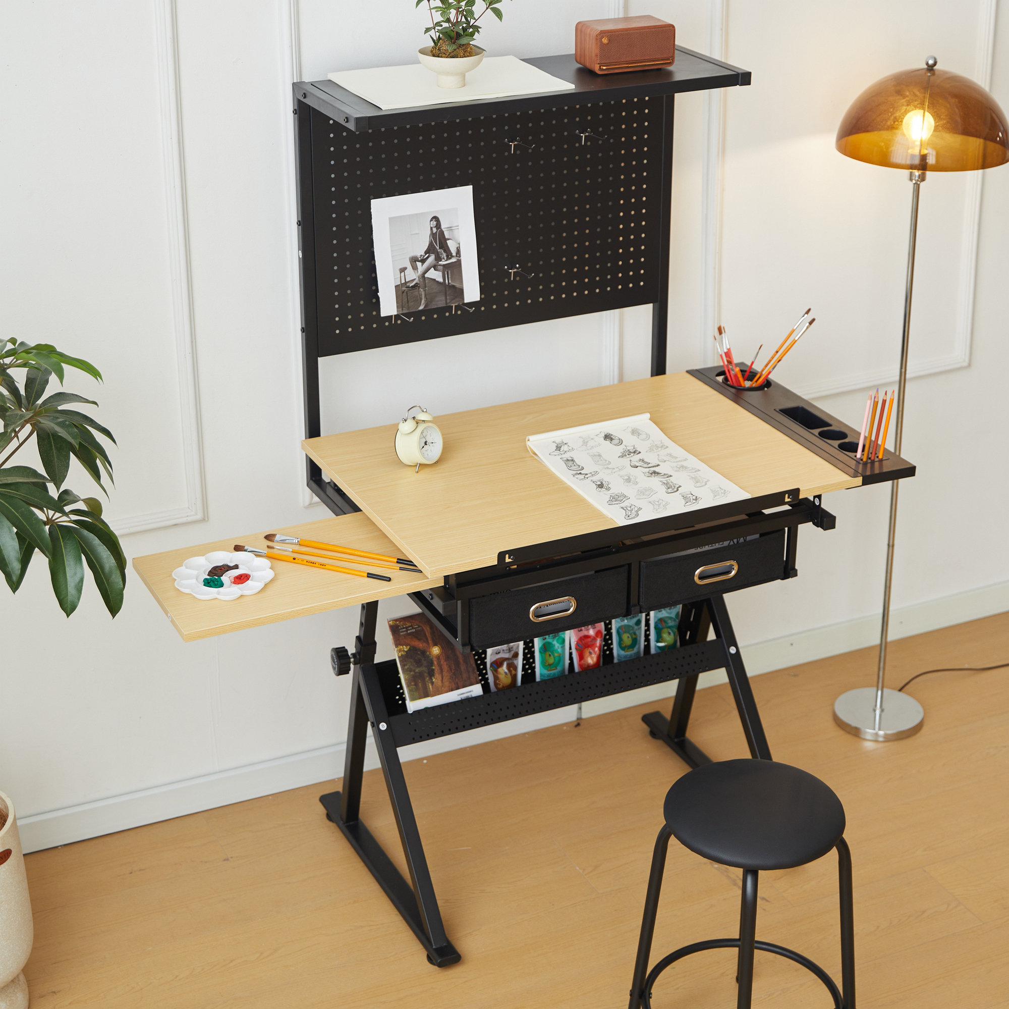 17 Stories Drafting Table With Metal Perforated Board Pannel - Wayfair ...