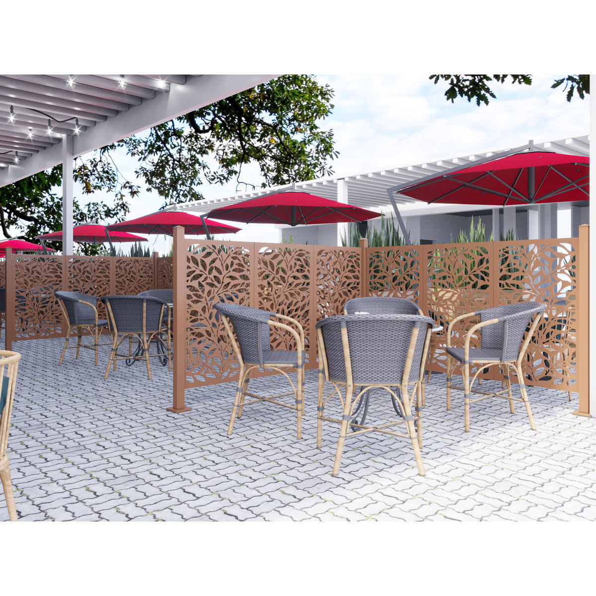 Porpora 4.2 ft. H x 6.4 ft. W Laser Cut Metal Privacy Screen Fence ...