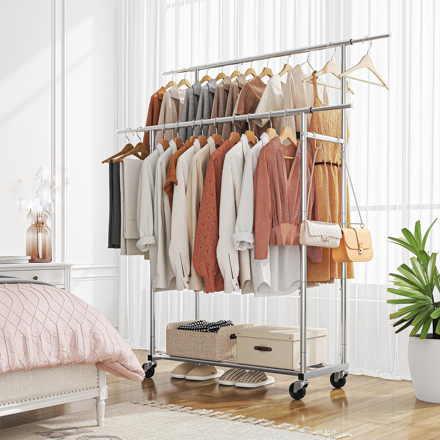 Rebrilliant Double Pole Clothing Rack | Wayfair