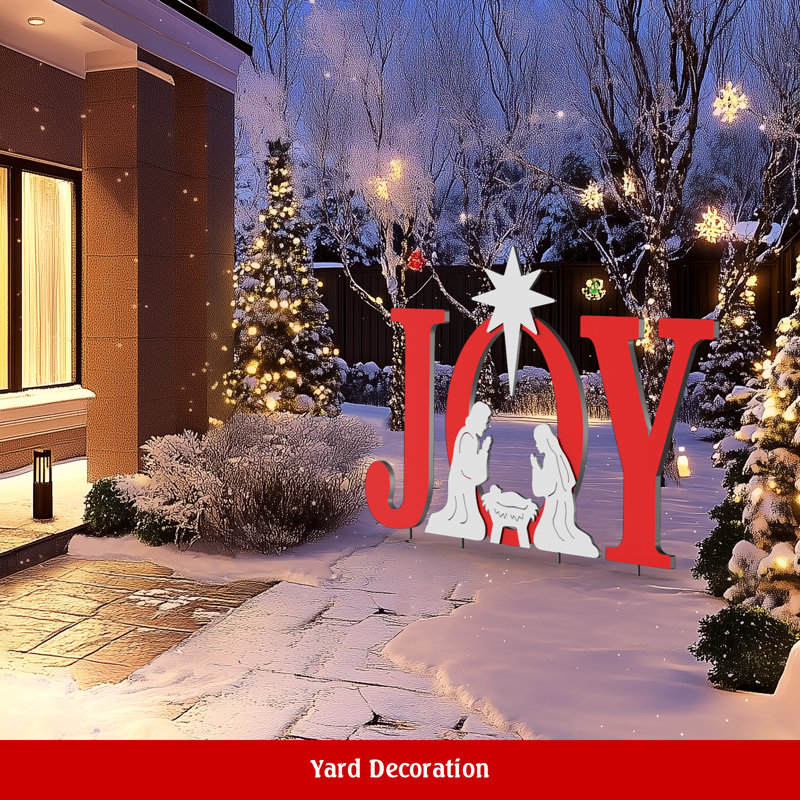 The Holiday Aisle® Outdoor Yard Stake, JOY Nativity Set for Chrismas ...