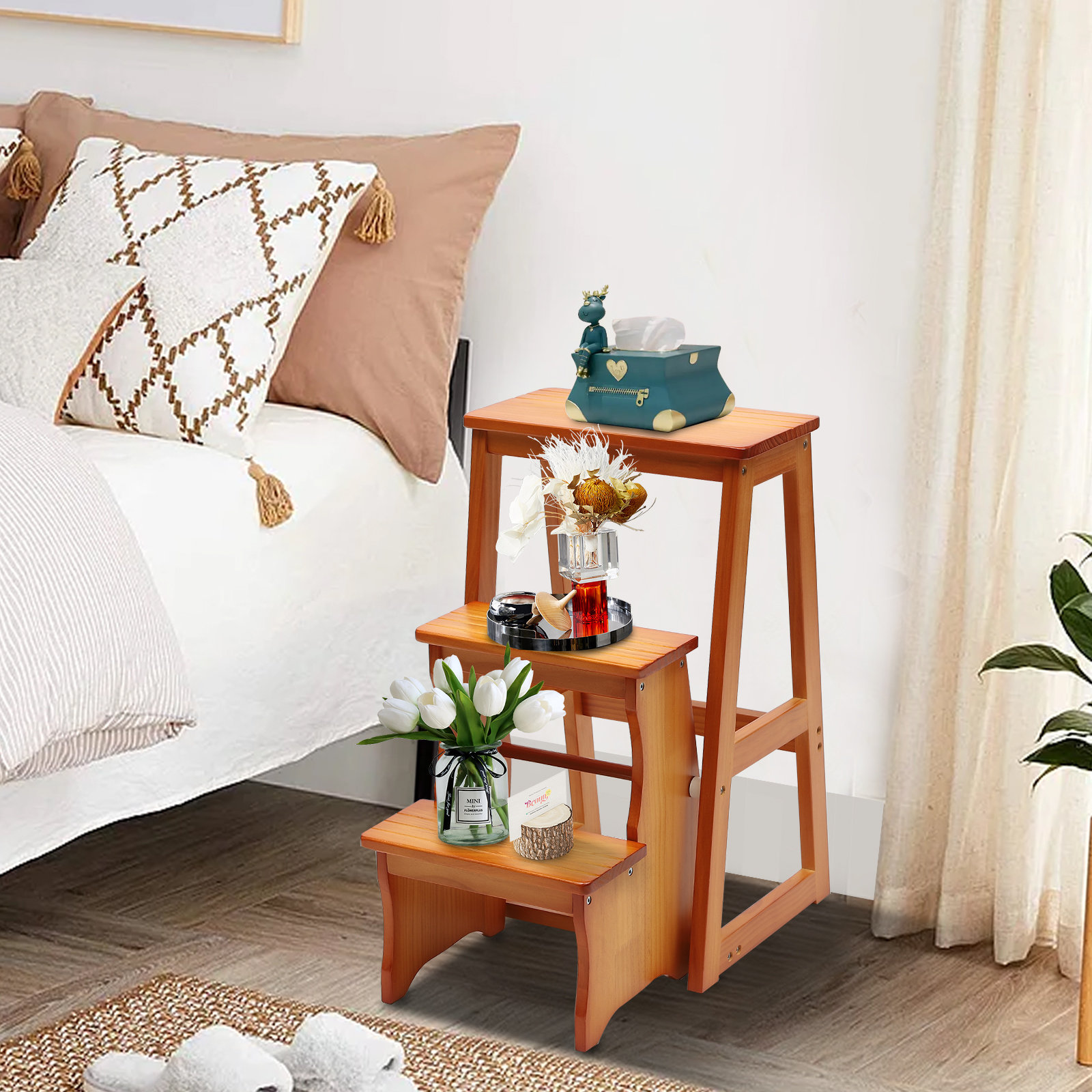 WFX Utility™ 3 - Step Wood Folding Step Stool & Reviews | Wayfair