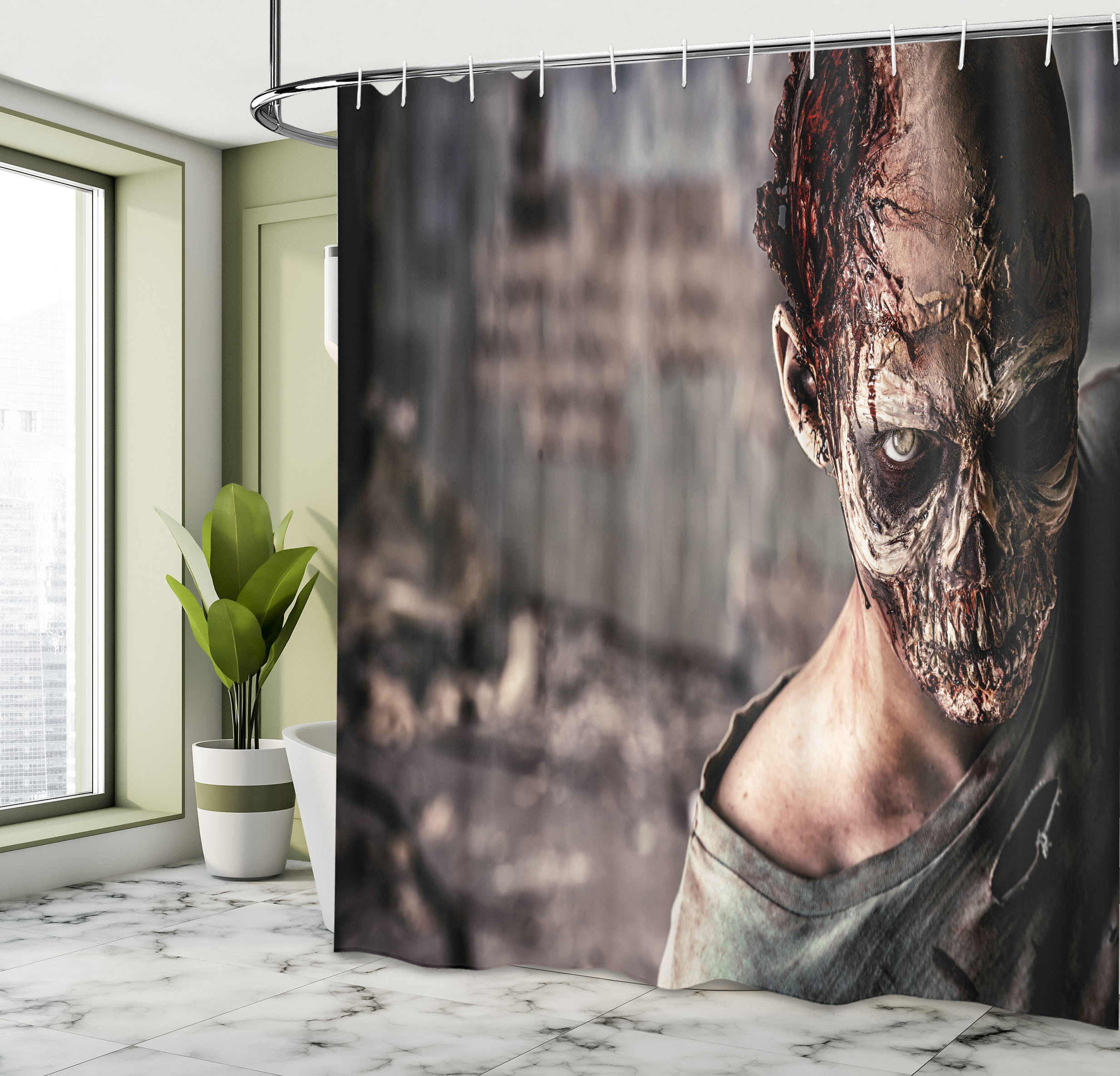 East Urban Home Allaga Zombie Shower Curtain Creepy Look Character ...
