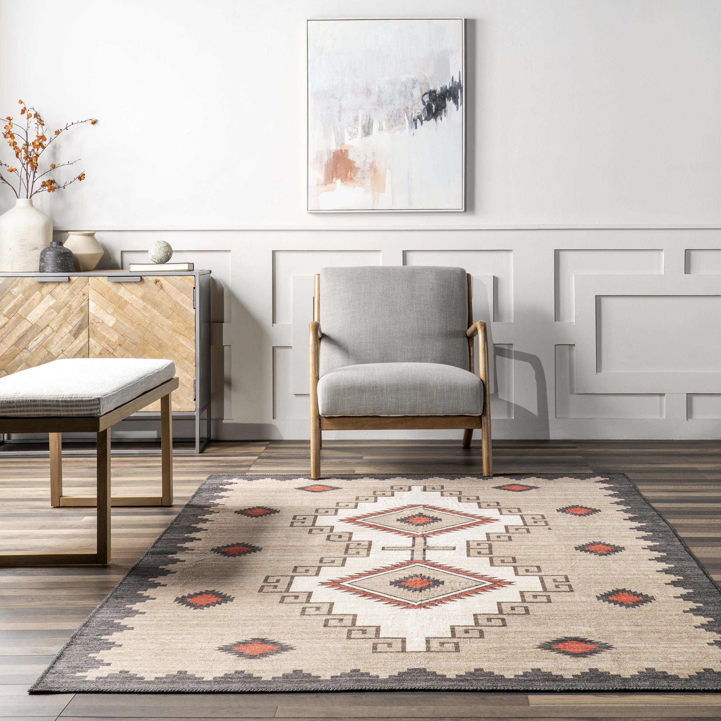 Union Rustic Imelda SpinClean Aztec Machine Washable Area Rug & Reviews ...