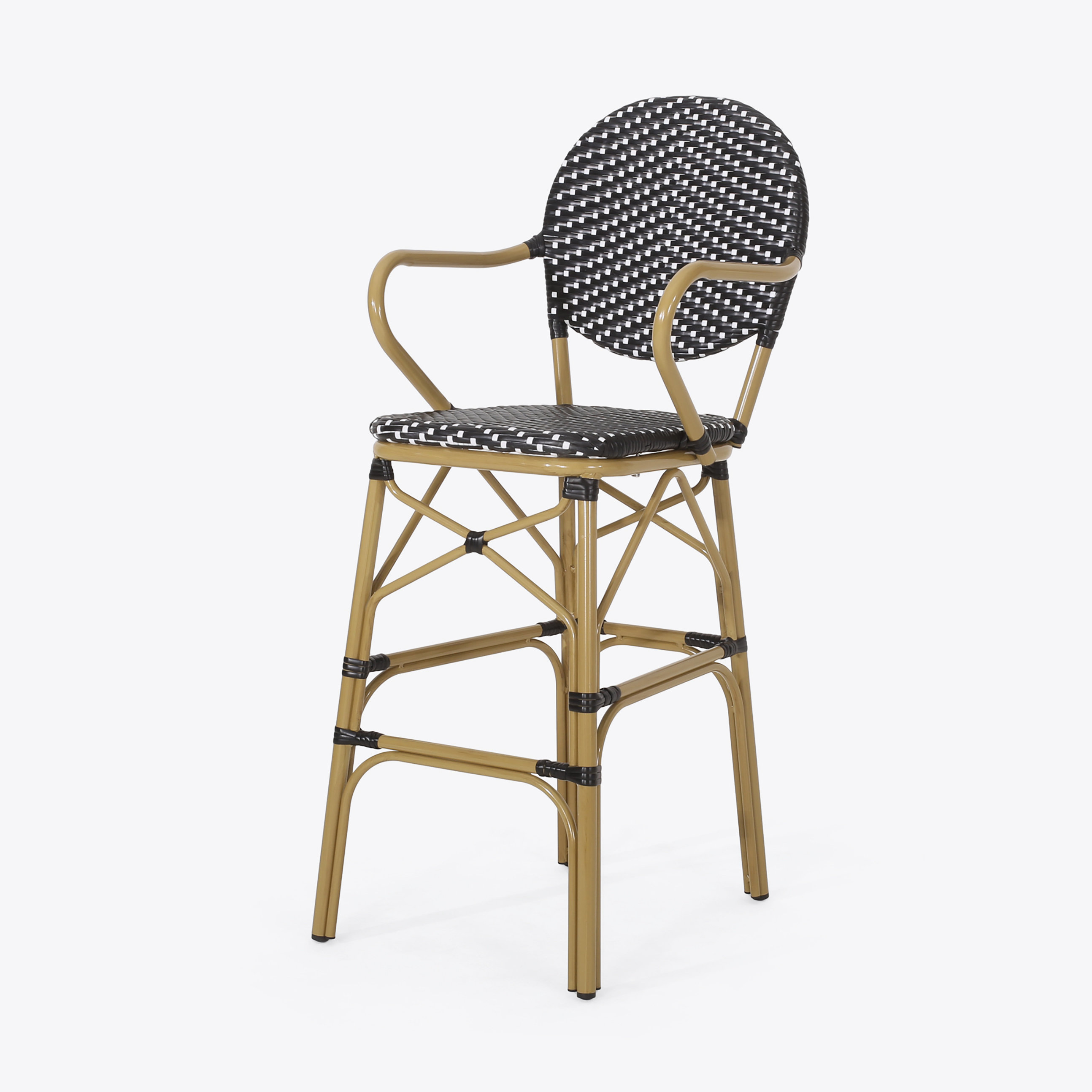 Bayou Breeze Black Aluminum 4 Legs Bar Stools with Footrest | Wayfair