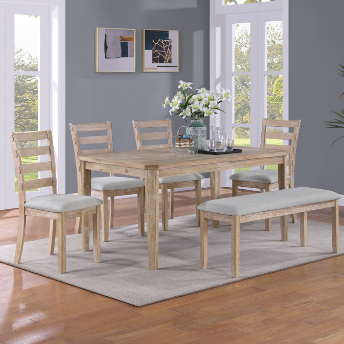 Laurel Foundry Modern Farmhouse Berger 6-Piece Rustic Solid Wood Dining ...