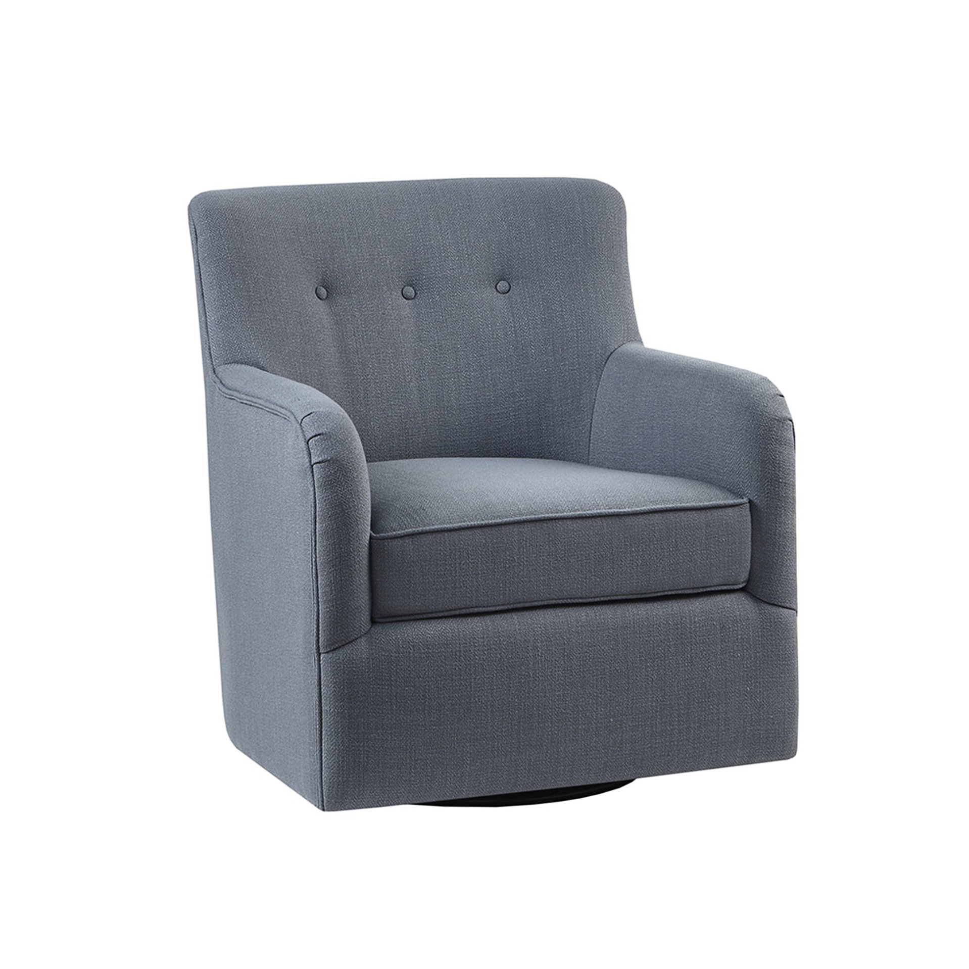 IntrospectiveIncline Blue Upholstered Swivel Reception Chair, Solid ...
