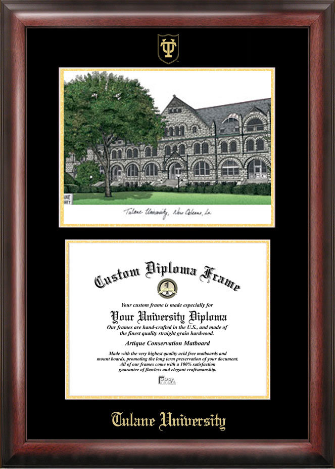 Campus Images NCAA Tulane Green Wave Gold Embossed Diploma with Campus ...