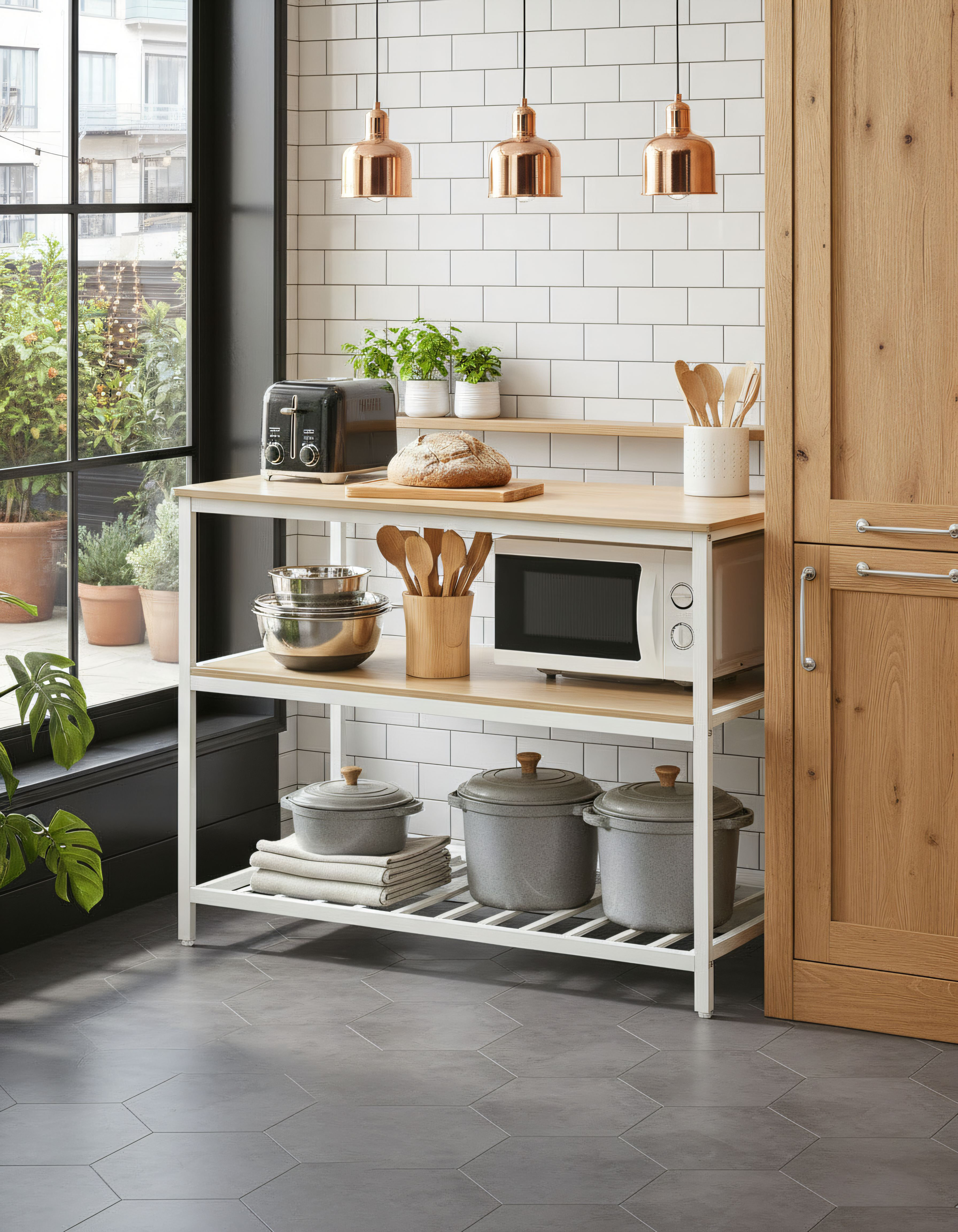 Winston Porter Industrial-Style Black Three-Tiered Kitchen Island ...