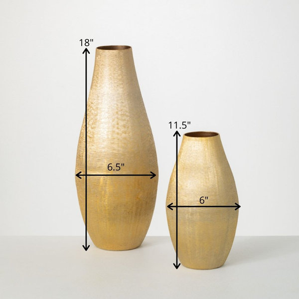 Willa Arlo™ Interiors Marcantonio Lustrous Brushed Gold Metal Vase ...