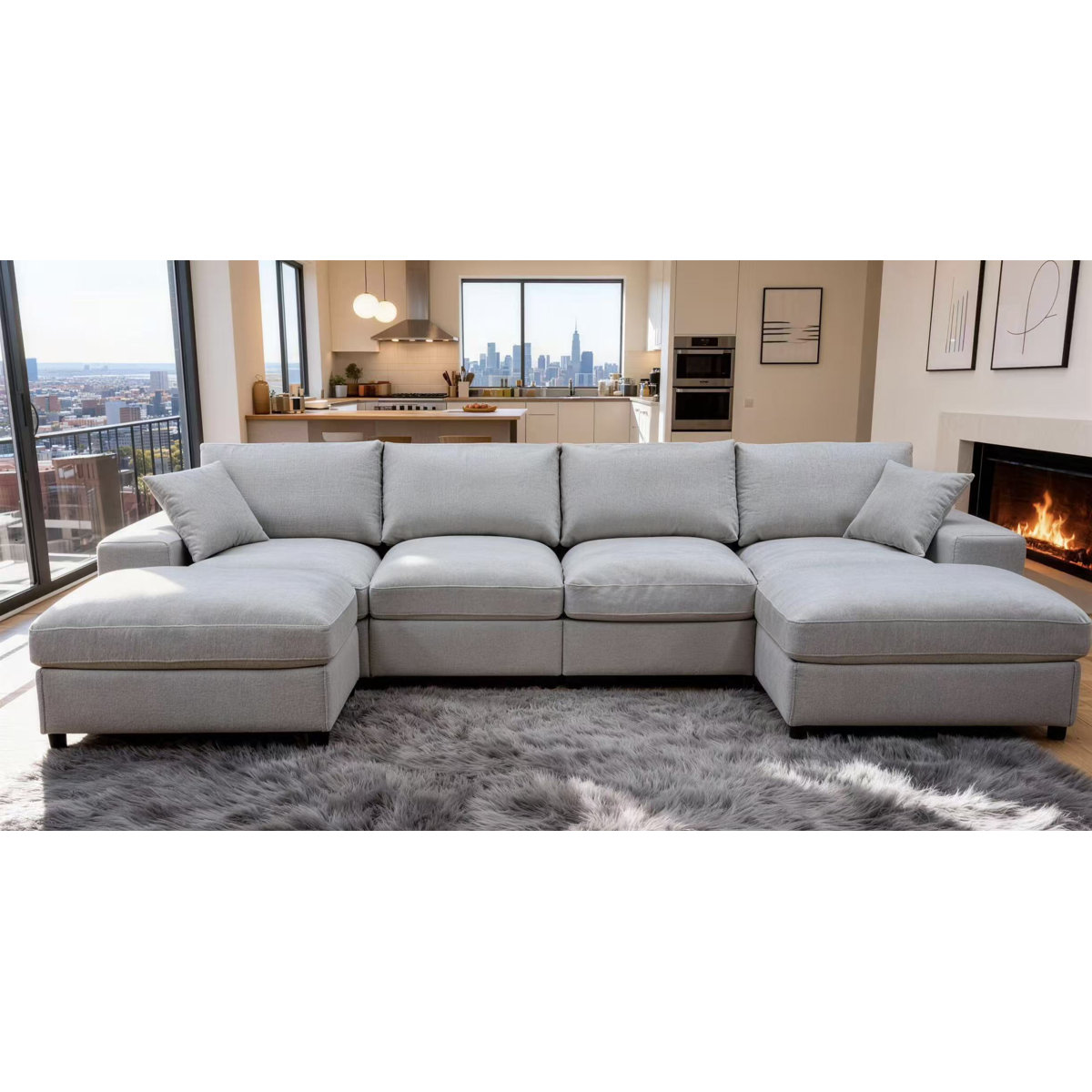 Greyleigh™ Anchoretta 134" Wide Reversible Modular Sectional with ...