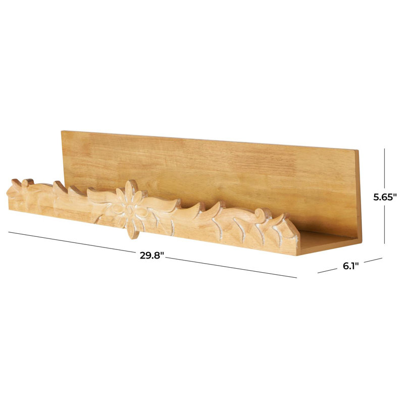 Ophelia & Co. Cole Floral Wall Shelf With Carved Scroll Lip | Wayfair