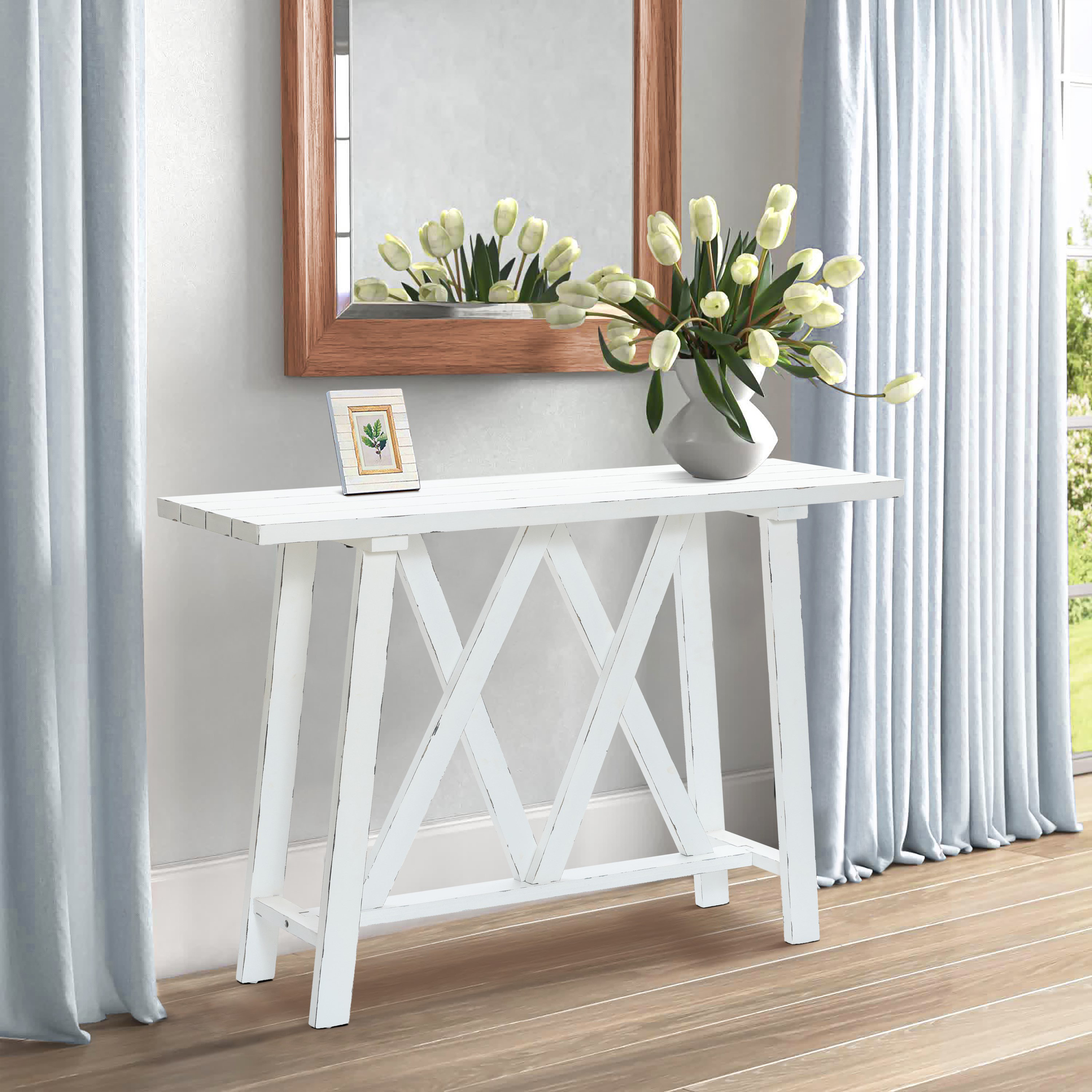 Latitude Run® Zerish Farmhouse White 47.9'' Console Table - Wayfair Canada