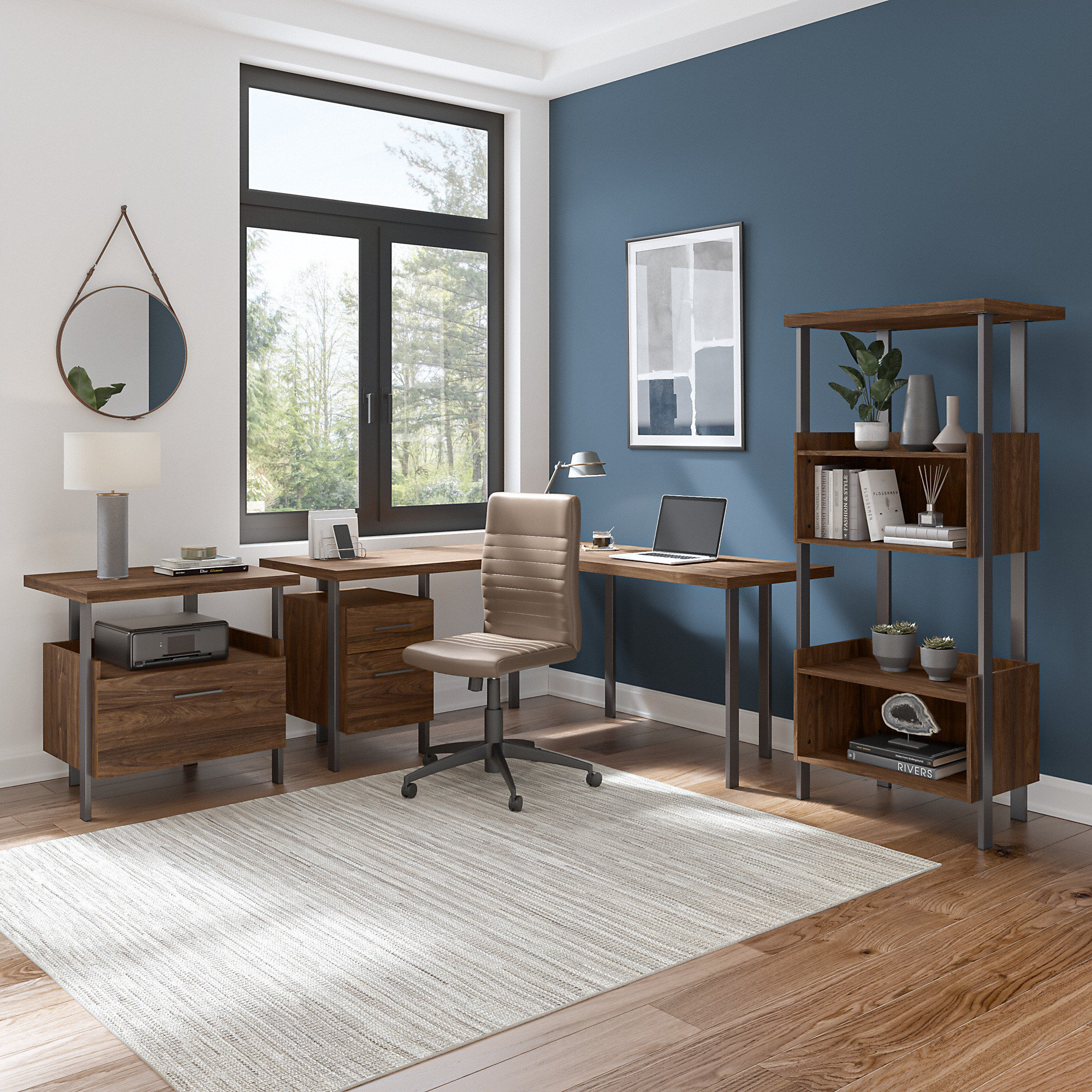 The Twillery Co. Conway 3 Piece L-Shape Writing Desk Office Set ...