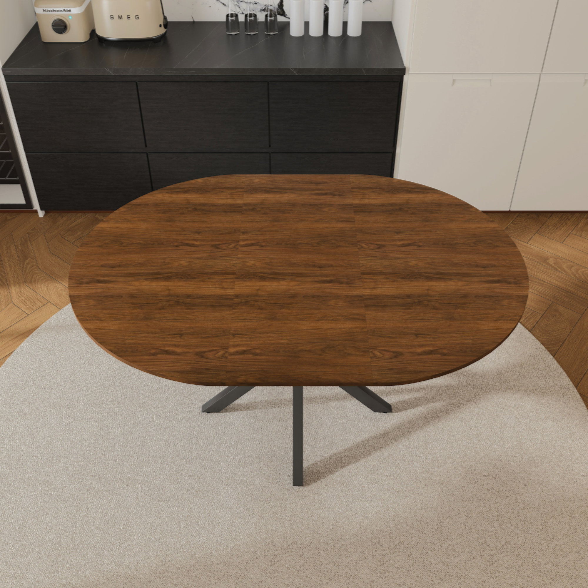 George Oliver Retractable Dining Table, Round Dining Table, Extendable ...