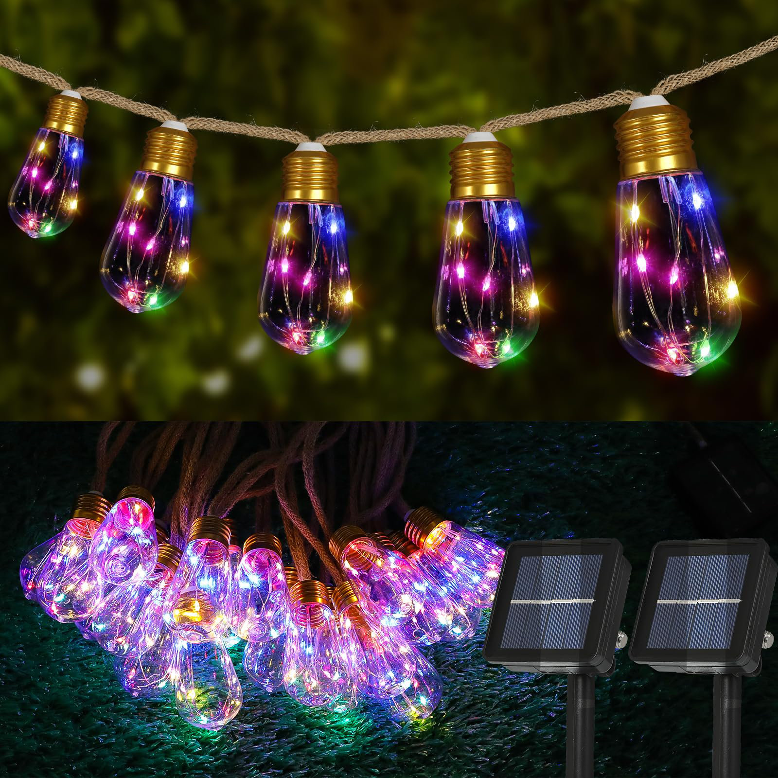 The Holiday Aisle® Solar Outdoor String Lights 2Pack 24FT Vintage Rope ...