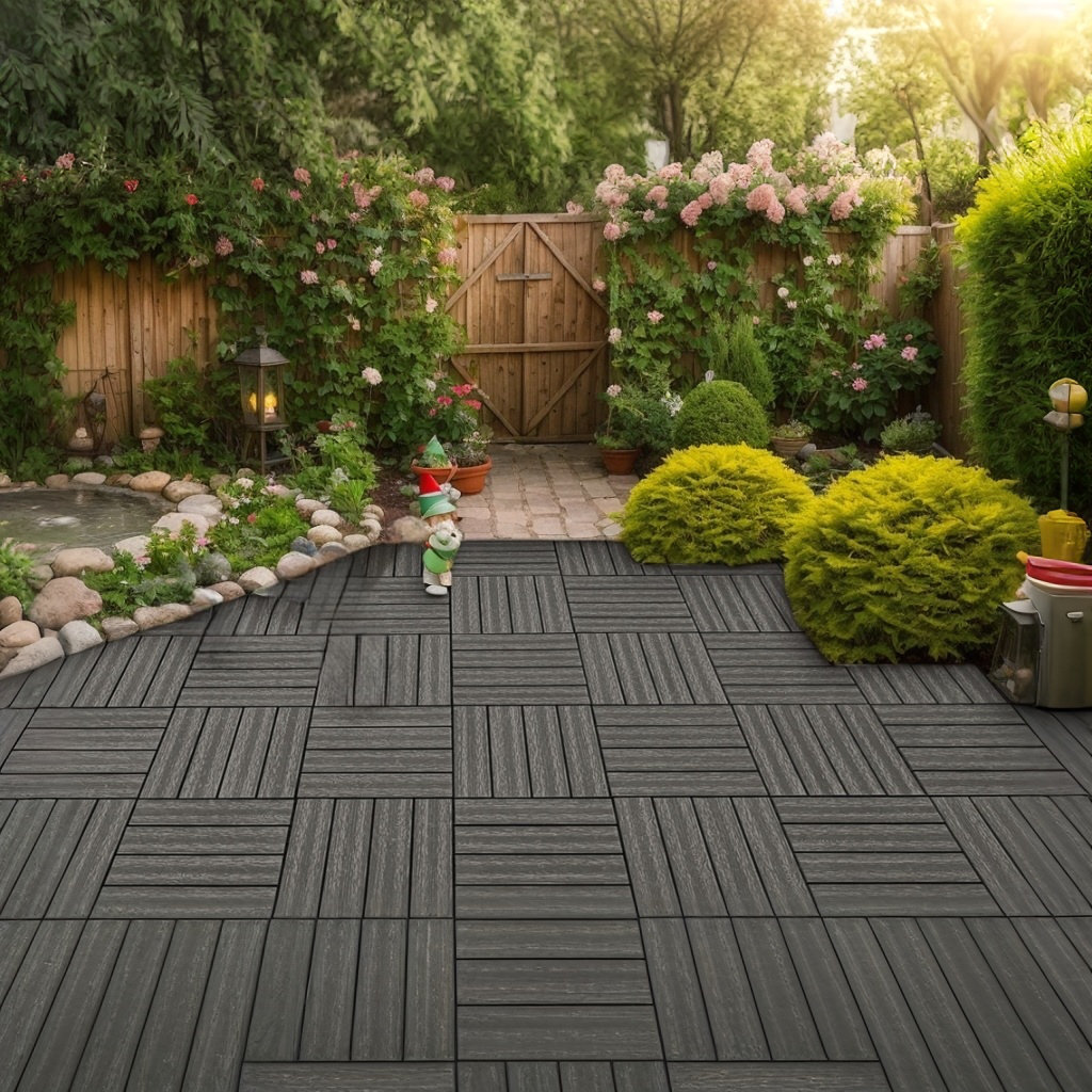 POPULUS TRADING 11.8'' L X 11.8'' W Wood-Plastic Composite Interlocking ...