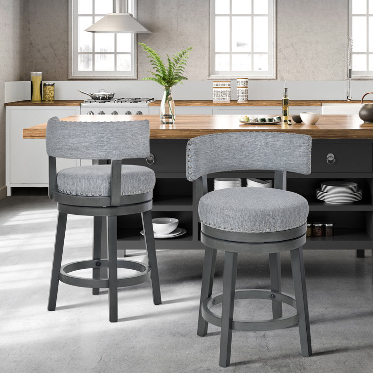 Lark Manor Swivel Bar & Counter Stool with Nailhead Trim (Set of 2 ...