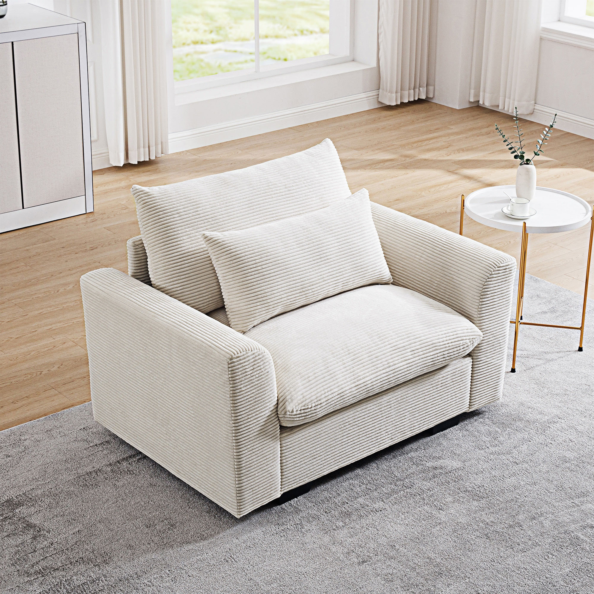 Latitude Run® Modern Corduroy Deep Seat Single Sofa Accent Chair | Wayfair