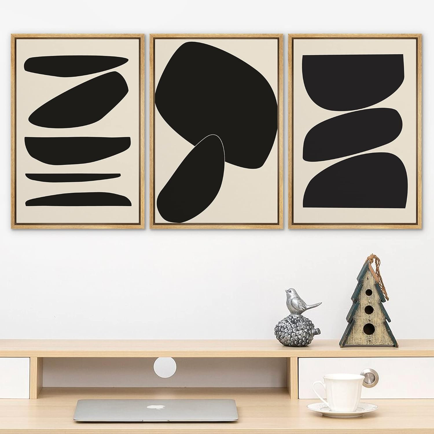 SIGNLEADER Framed Canvas Print Wall Art Set Geometric Duotone Circle ...