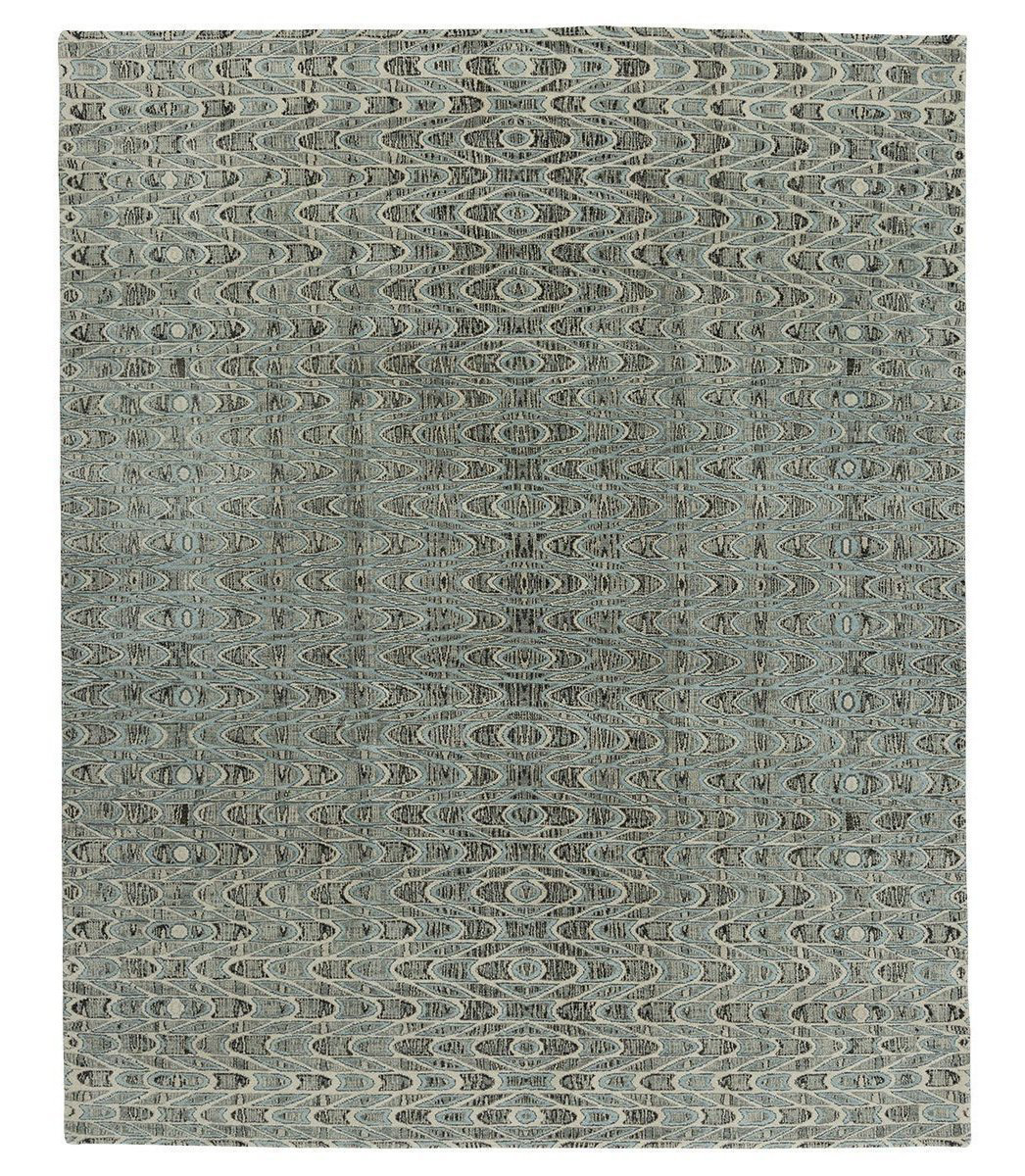 Tufenkian Cadenza Rectangle Abstract Hand-Knotted Wool Area Rug in Blue ...