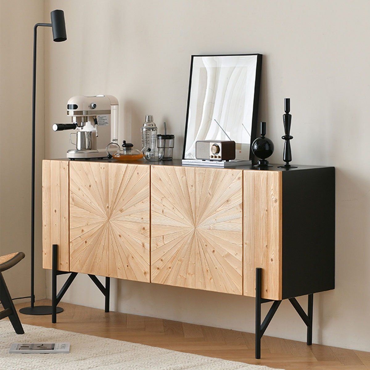 Stylistics Savvy 55.12" Wood color Rectangular Solid Wood Sideboard ...